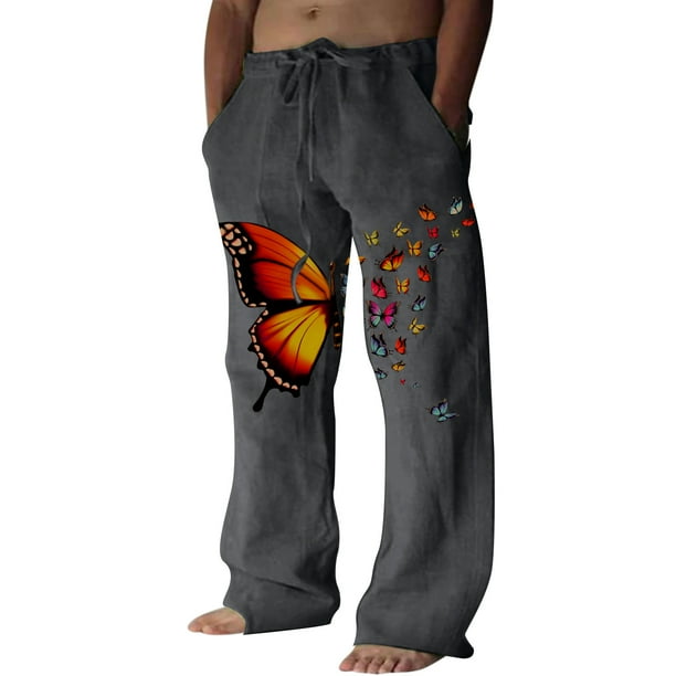 Mens Fashion Casual Printed Linen Pocket Lace Up Pants Large Size Pants mens-fashion-casual-printed-linen-pocket-lace-up-pants-large-size-pants