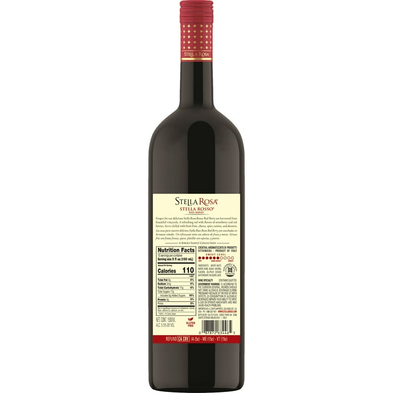 Stella Rosa Rosso Semi Sweet Red Wine 1.5L Glass Bottle Piedmont Italy Serving Size 5oz Walmart
