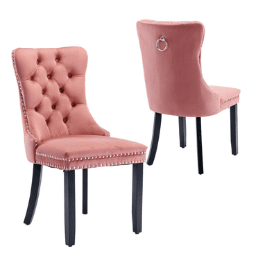 Wing-Back Button Tufted Dining Chairs, High-end Velvet Upholstered ...