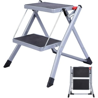 House 2 Home, 12.5" Plastic 1 Step Folding Step Stool with Grip Stripe ...