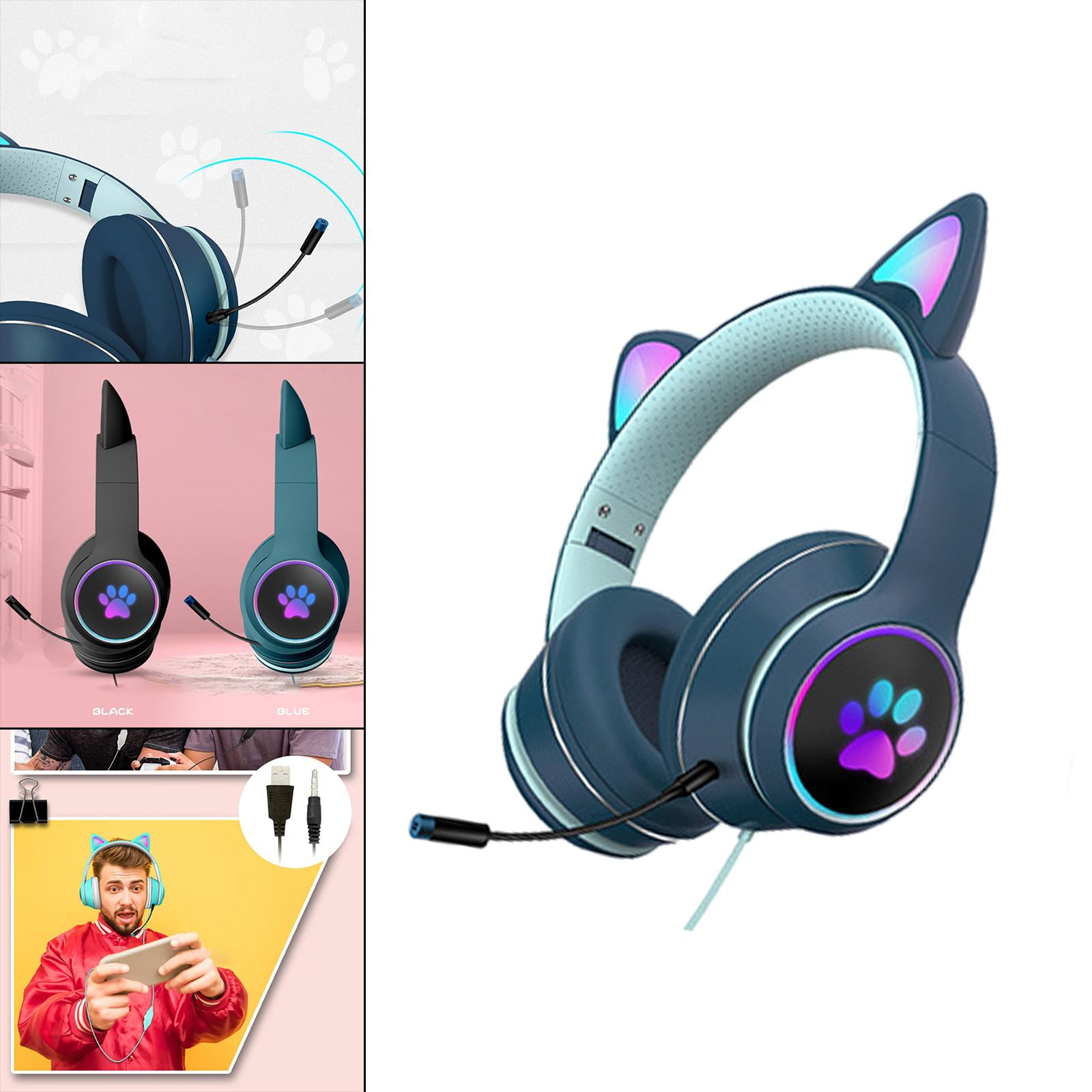 Headset RGB LED Light Gamer Headphs for Phs Noise Reduction 40mm ...