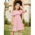 Arshiner Girls Summer Floral Ruffle Sundress Cold Shoulder Casual ...