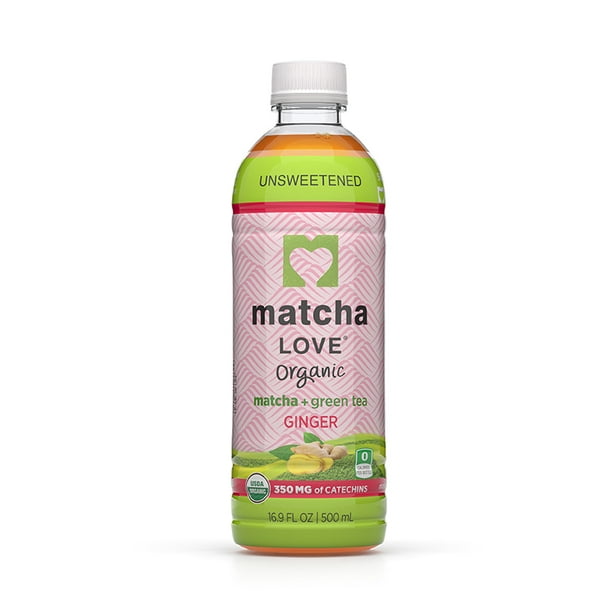 Matcha LOVE Organic Matcha + Green Tea, Ginger, 16.9 Fl Oz (Case of 12 ...