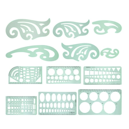 12 Pcs Drawing Template, Multifunctional Geometric Measuring Draft ...