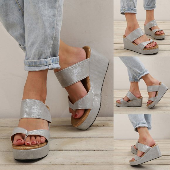 Silver Wedge Sandals