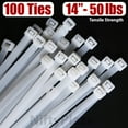 NiftyPlaza 14 Inch Cable Zip Ties, 100 Pack, 50 lbs Tensile Strength ...