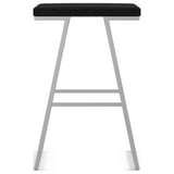 Amisco Axis 26 In. Counter Stool - Black PVC / Shiny Grey Metal ...