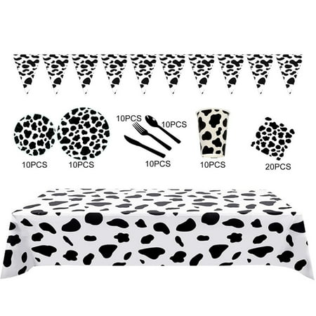 Disposable Tableware Multi-use Food Grade Safe Milk Cow Themed Party ...
