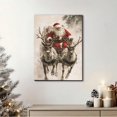 Vintage Santa in Sleigh with Reindeer Canvas Art, Framed Classic ...
