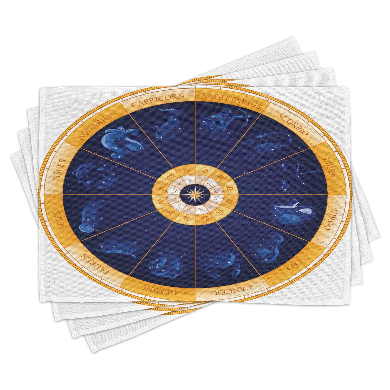 Ambesonne Astrology Place Mats Set of 4, Birth Chart Horoscope ...