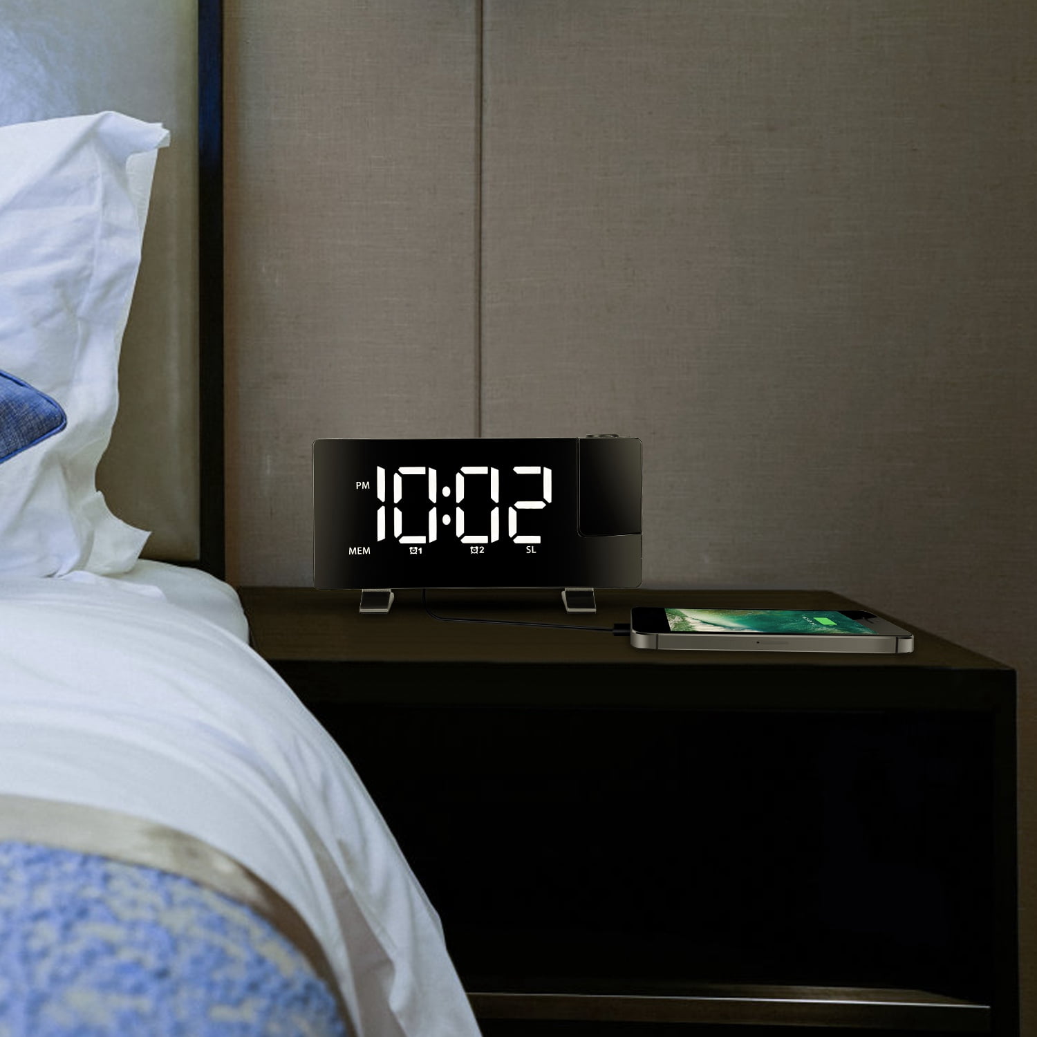 Smart Alarm Clocks For Bedrooms Byikun Clearance Sales! Projection ...