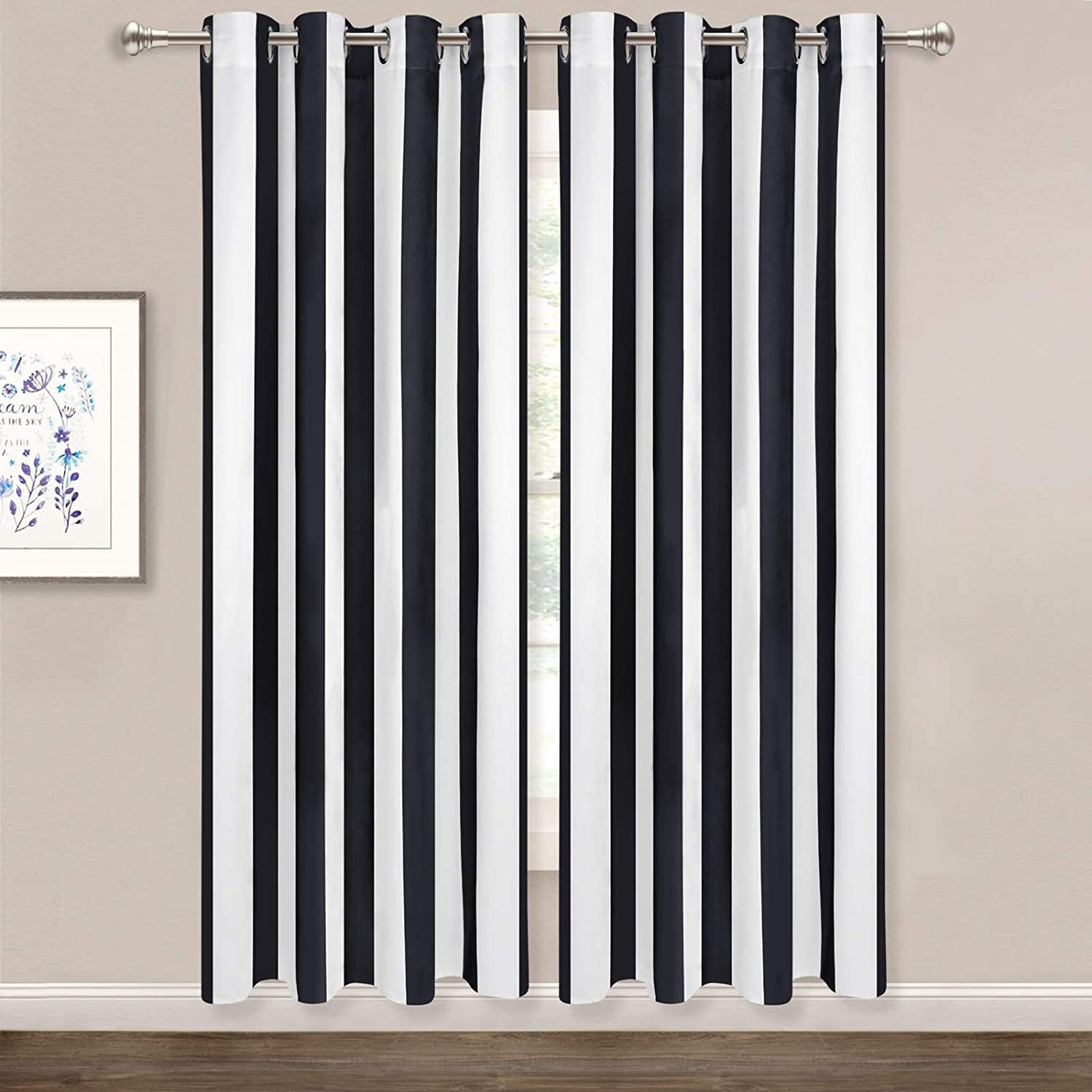 Striped Window Curtains, Black and White Vertical Stripe Curtain Panel ...