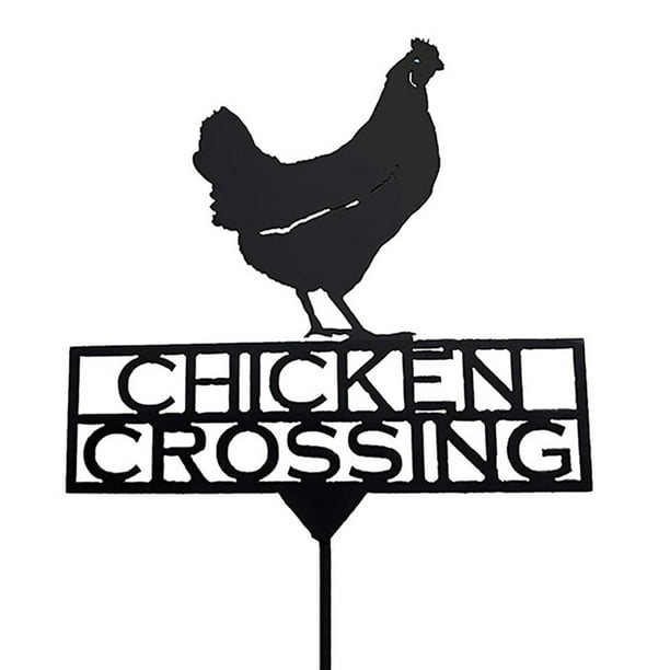2D Metal Chicken Yard Sign Decoration with Letters Chicken Crossing ...