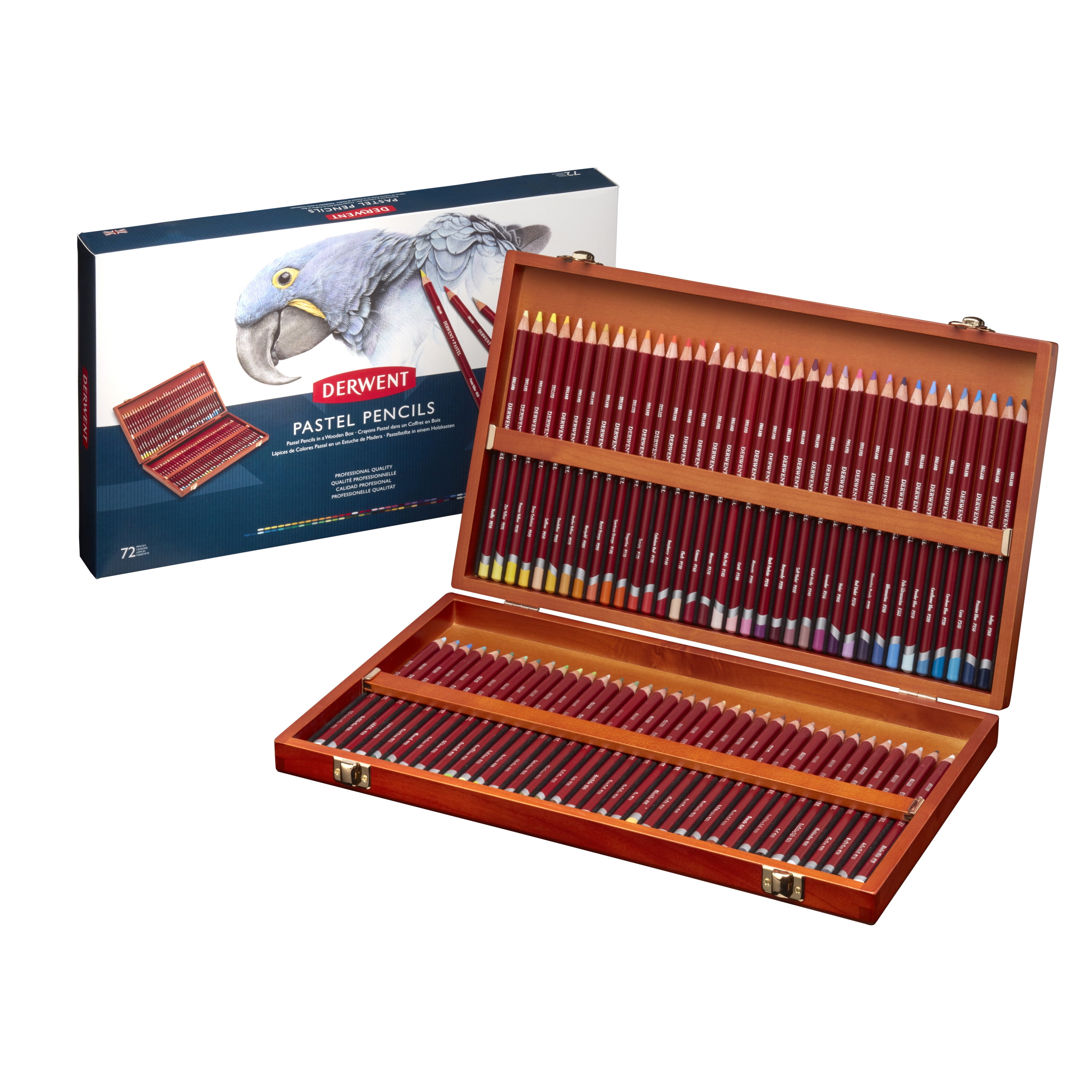 Derwent Pastel Pencil 72-Color Wood Box Set - Walmart.com - Walmart.com