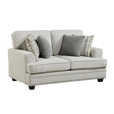 Lexicon Upholstered Hampstead Fabric Love Seat in White & Gray Stripe ...