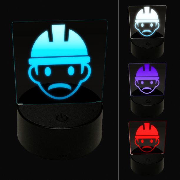 Occupation Construction Worker Builder Man Icon LED Night Light Sign 3D ...