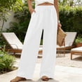 XIAOCHA Womens Drawstring Pants Casual Wide Leg Solid Summer Daily ...