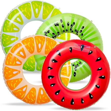 90shine 4PCS Fruit Pool Floats Watermelon Kiwi Orange Lemon Swimming ...