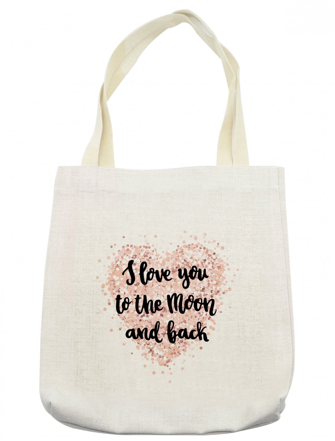Saying Tote Bag, Cursive I Love You to the Moon Back Calligraphy on ...