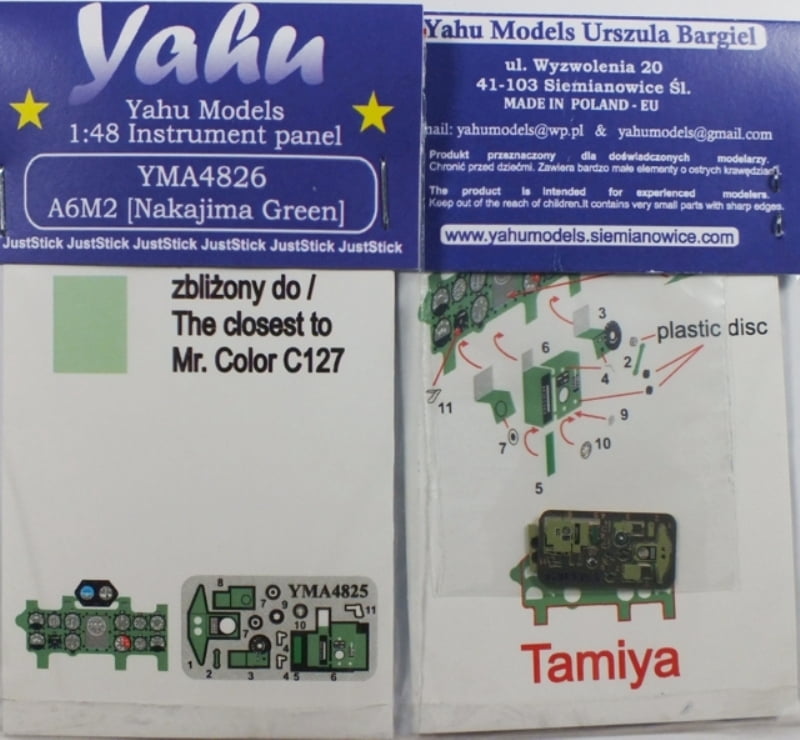 Yahu Model 1:48 A6M2 Nakajima Color Instrument Panel for Tamiya Kit # ...