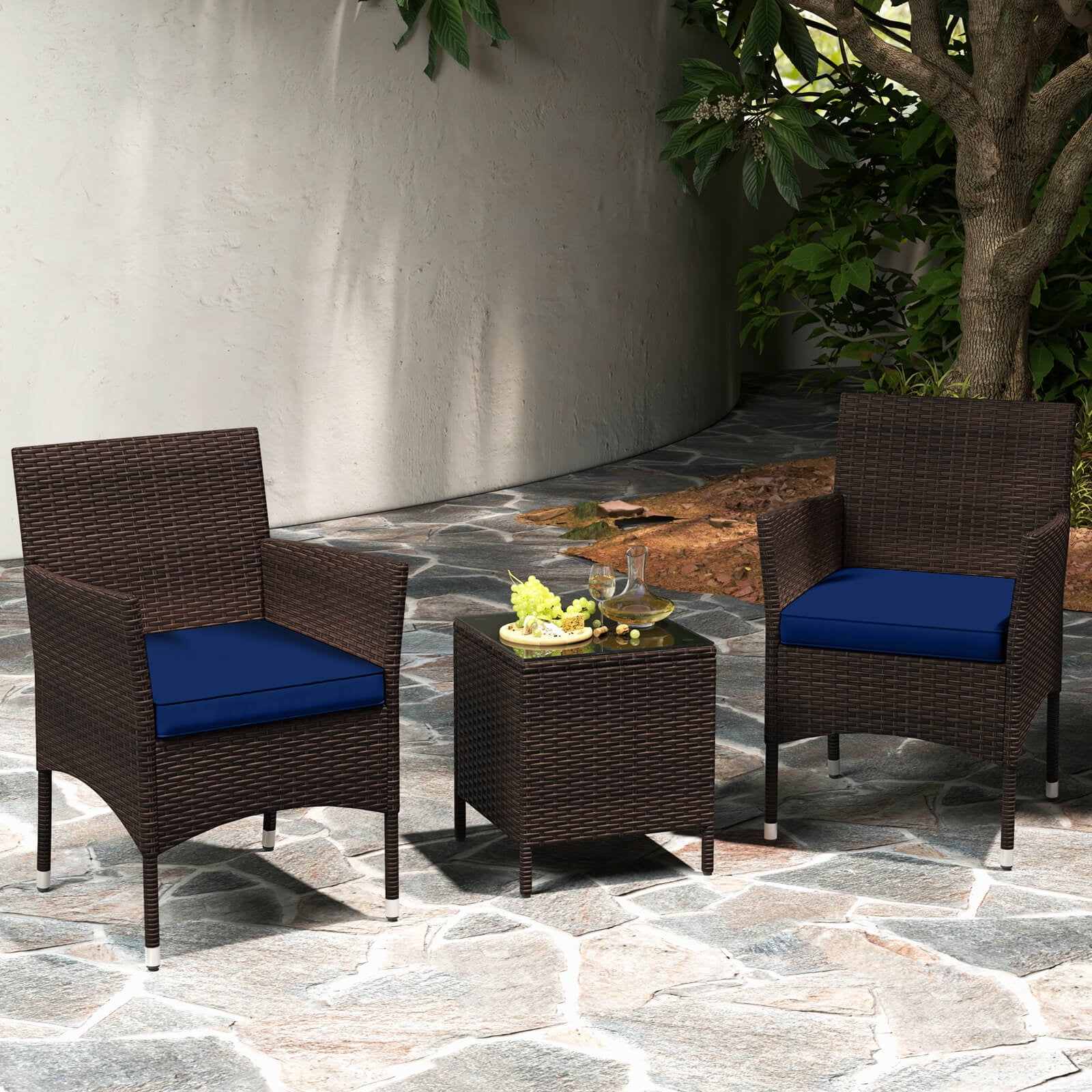 Click here for Costway 3 Pcs Outdoor Conversation Set With Cushio... prices