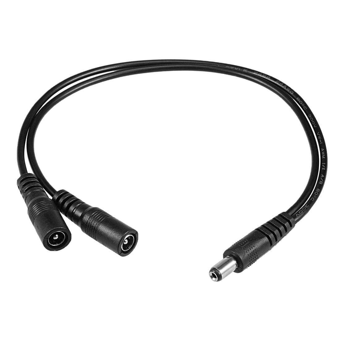 12V DC Power Splitter Cable 1 Male to 2 Female Connectors 32cm 24AWG 2 ...