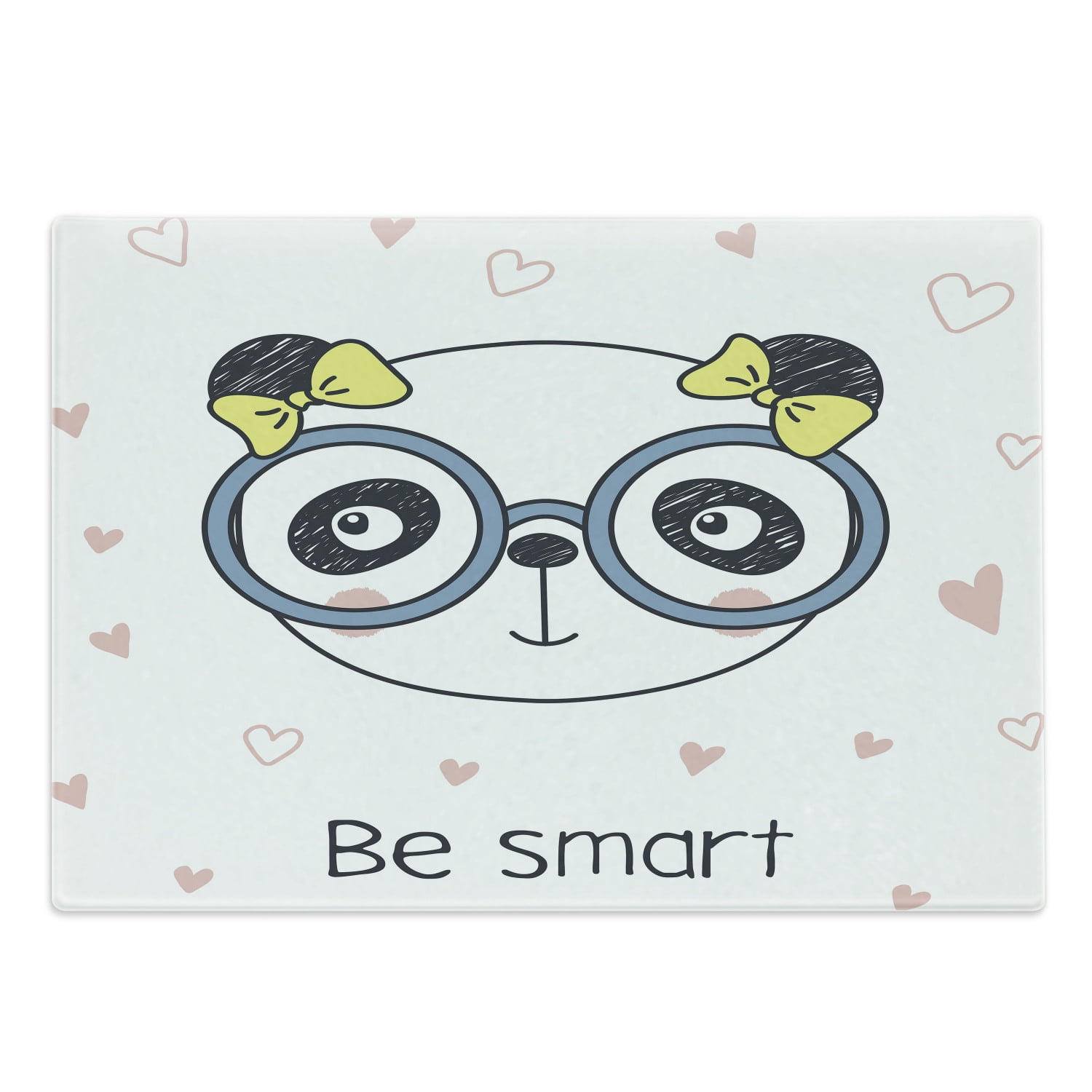 Geek Cutting Board, Hand-Drawn Doodle Panda Girl Wearing Glasses on ...