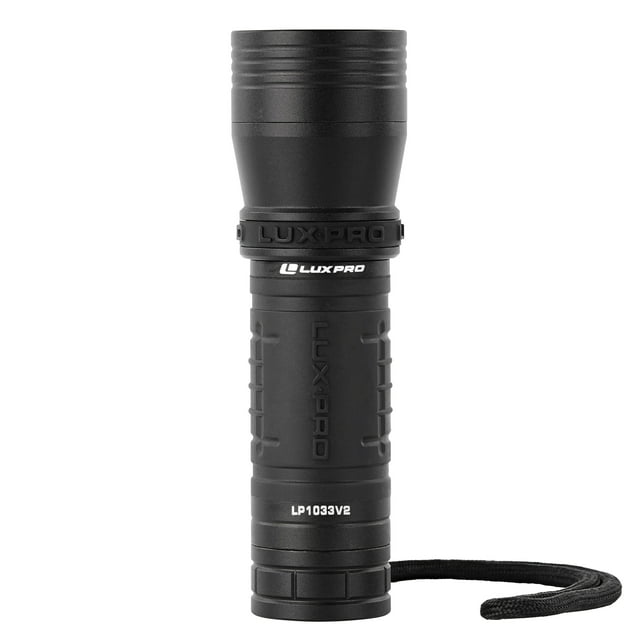 LUXPRO LED Flashlight, 390 Lumen, Zoom, TackGrip, Aircraft Aluminum, Batteries Included ...