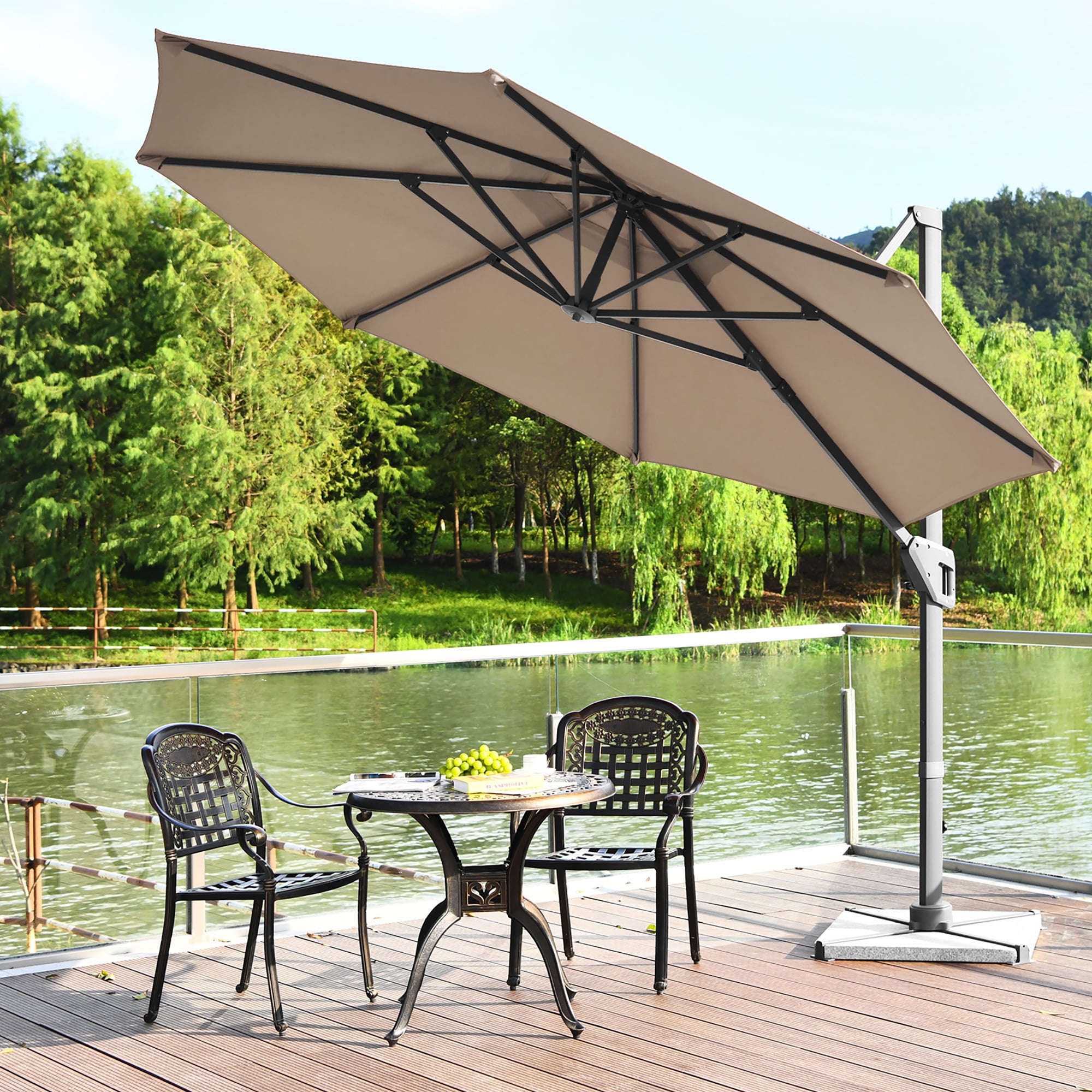 Click here for Costway 11ft Patio Offset Umbrella Cantilever Rota... prices