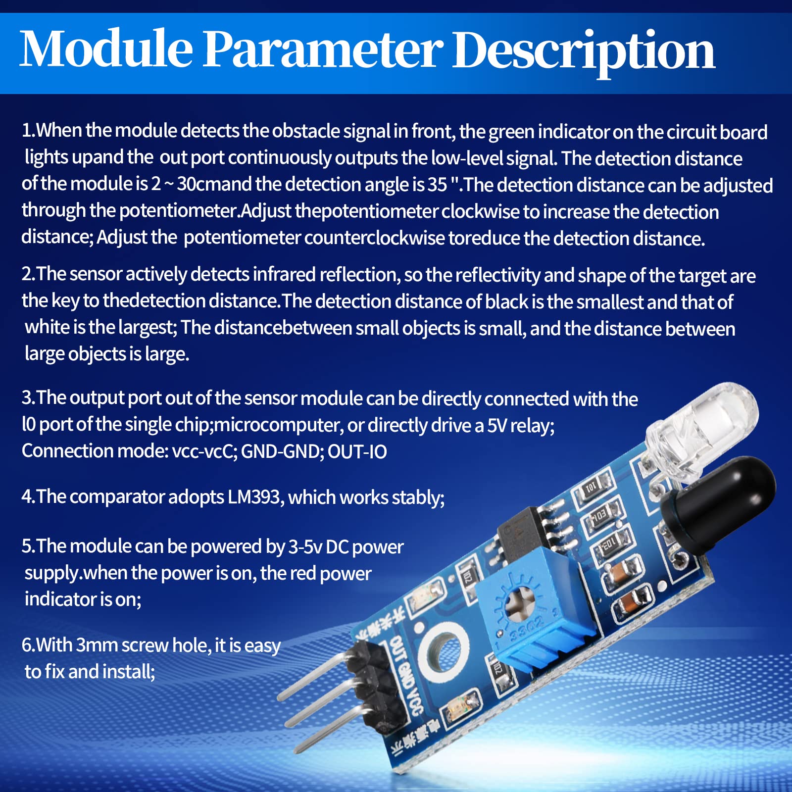 Inteprter Módulo de Sensor de evitación de obstáculos infrarrojo IR ...