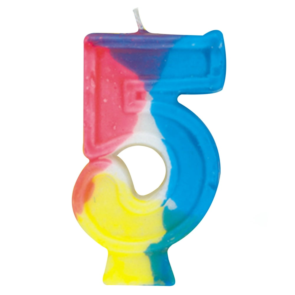 Number 5 Birthday Candle, 2.75 in, Multicolor, 1ct - Walmart.com ...