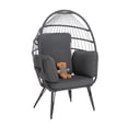 Al Fresco Oversized Gray Egg Chair Wicker Indoor Outdoor Lounger with ...