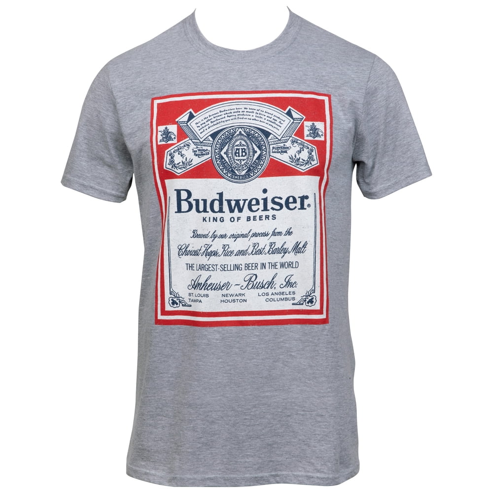 Budweiser - Budweiser King of Beers Label T-Shirt-Large - Walmart.com ...