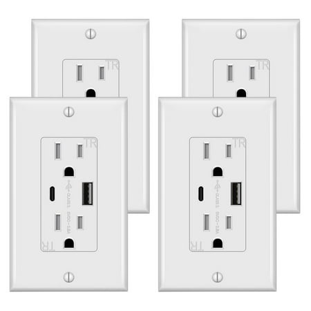 TAKETEK USB Outlet, USB C Outlets Receptacles, Electrical Outlet with ...
