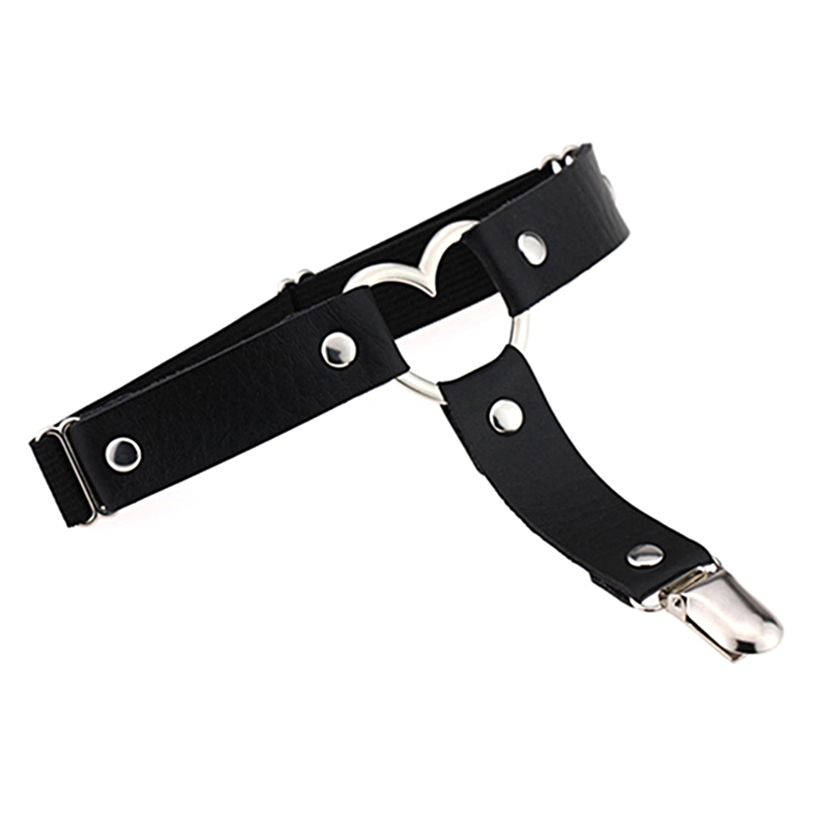 HEVIRGO Punk Garter Solid Color Free Adjustment Faux Leather Heart ...