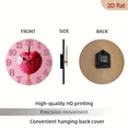 2D flat, a 10-inch wooden round wall clock, Red apple drip design ...