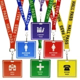 6 Pack - Student Hall Pass Breakaway Lanyards with Location Card Passes ...