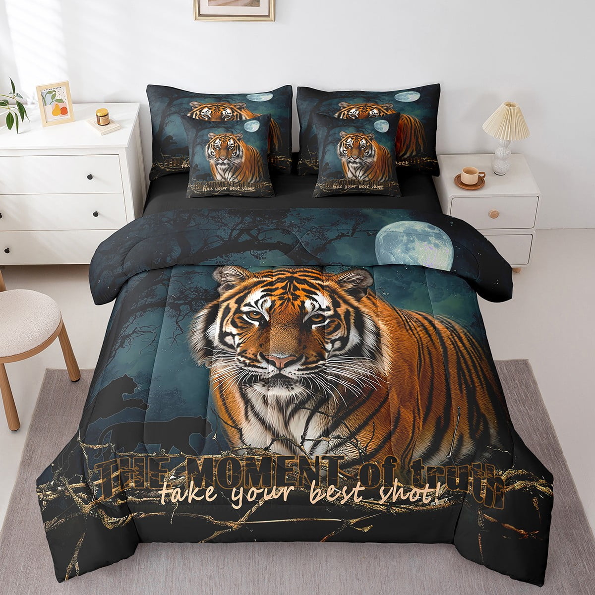 Click here for Yst 7pcs Tiger 3d Print Comforter Set Twin  Wild A... prices