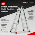 Lift Ladders 22’ Reach 5 in 1 Multi Position Aluminum Step Ladder ...