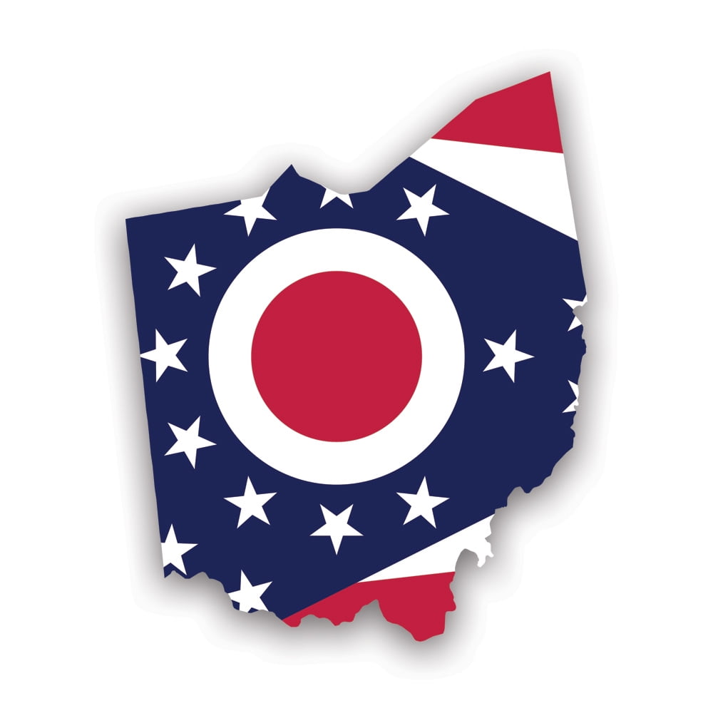 Ohio State Shaped Flag Sticker Decal - Self Adhesive Vinyl ...