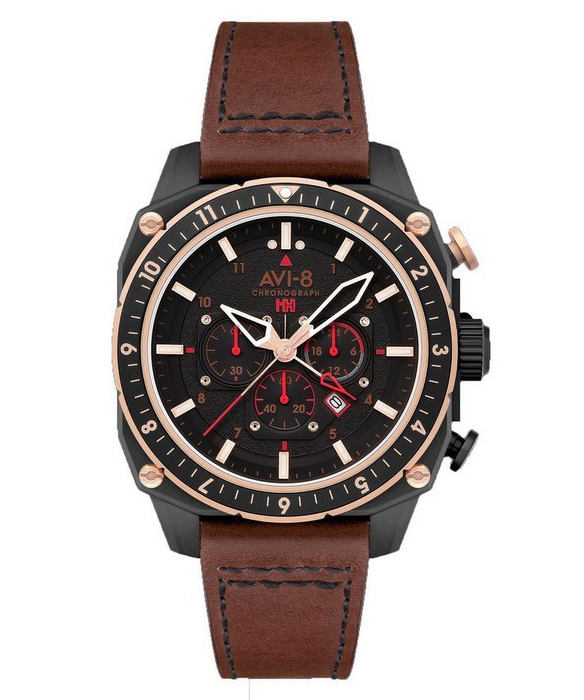 AVI-8 Hawker Hunter Atlas Dual Time Chronograph Jade Black Dial Quartz AV-4100-09 Men's Watch ...