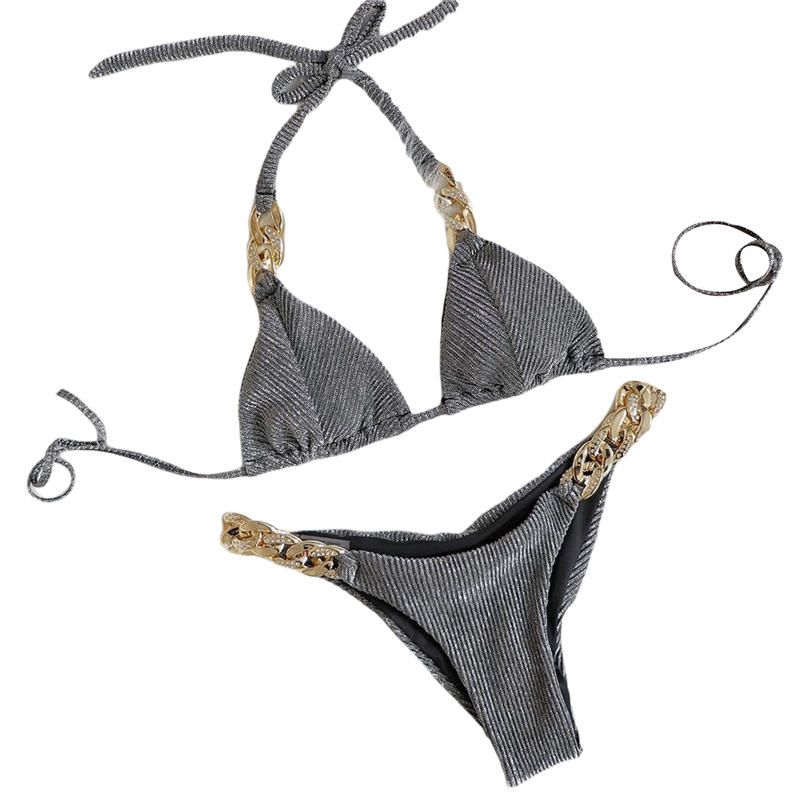 Imcute Women Bikini Sleeveless Hanging Neck Bra Swimming Summer Beach