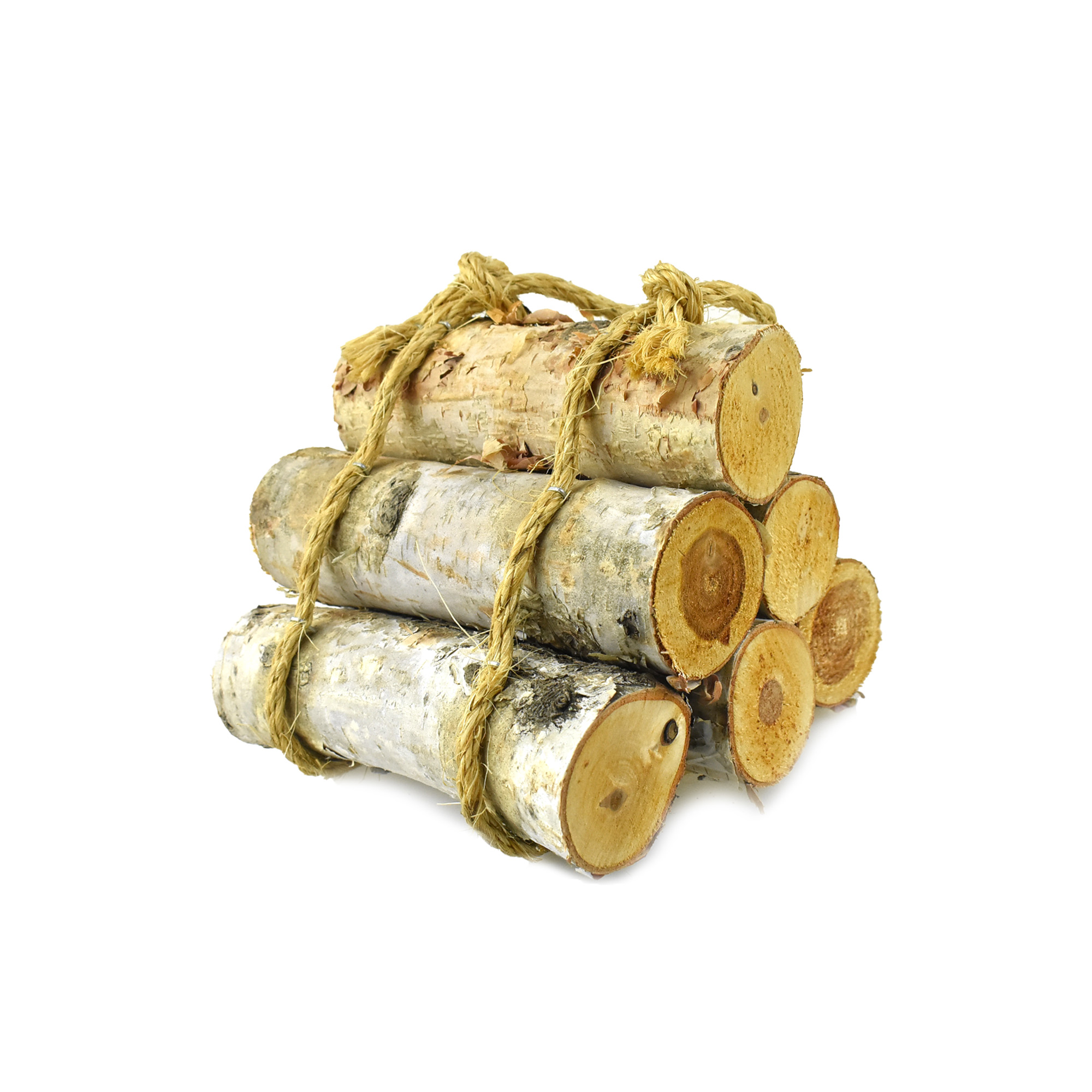 Natural Birch Wood Roped Log Bundle, 6-Inch, 6-Count - Walmart.com
