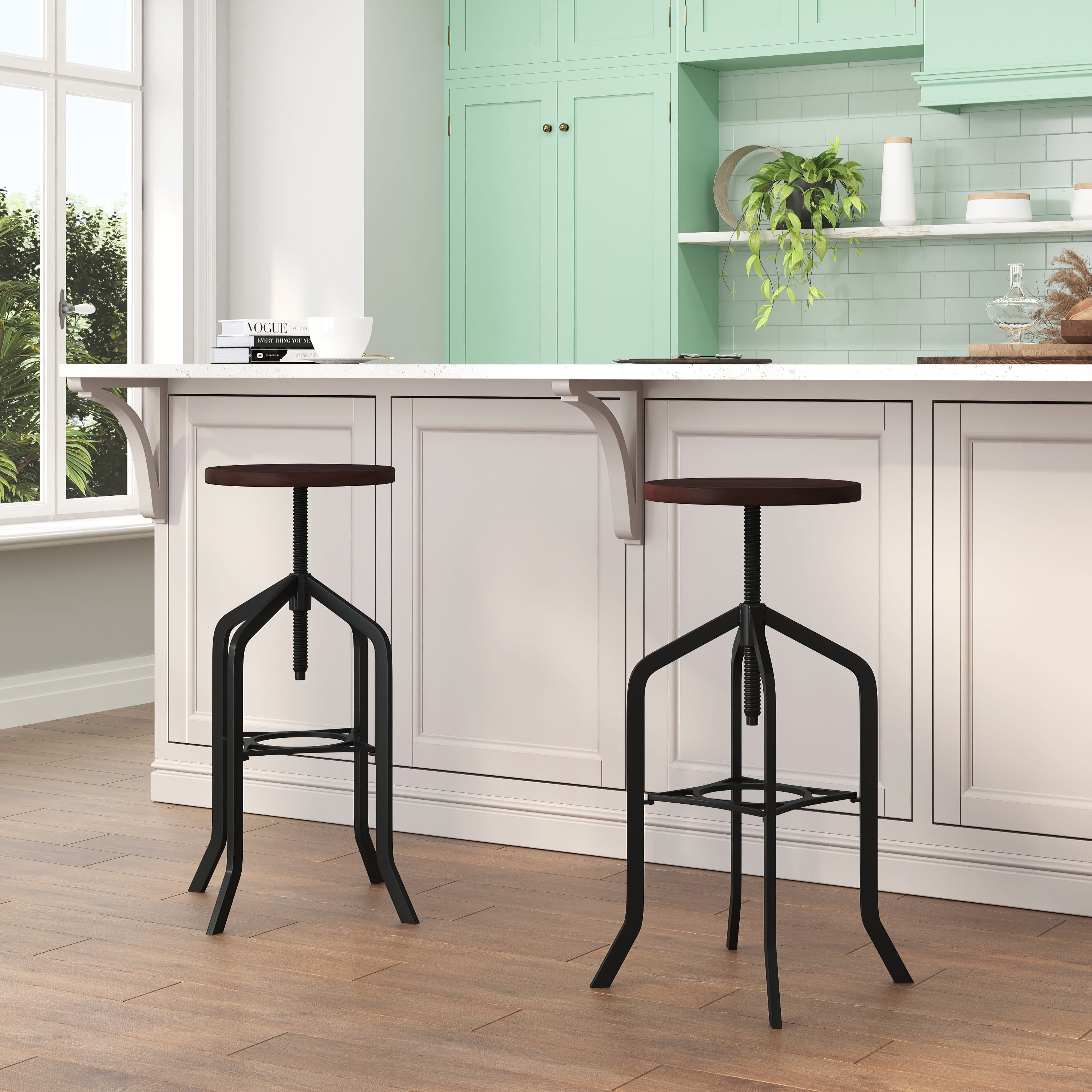 Masada Rugs Set of 2 Industrial Rustic Style Adjustable Metal Bar ...