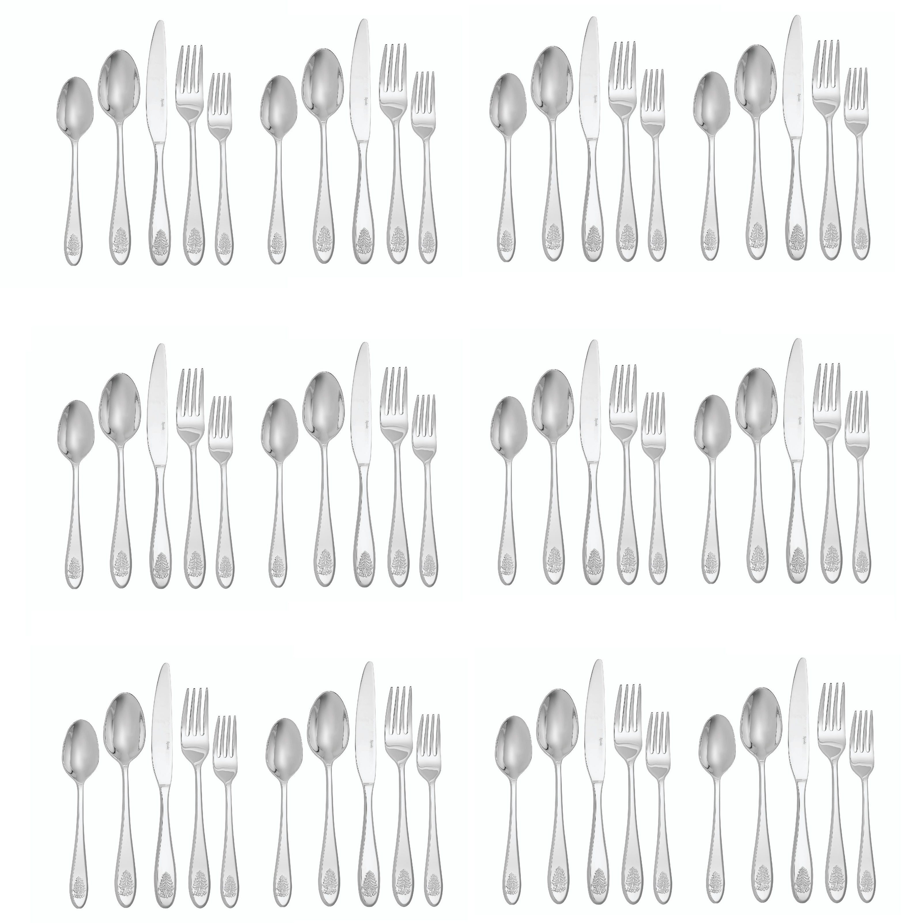 Spode Christmas Tree 18/10 Stainless 60pc. Flatware Set (Service for ...