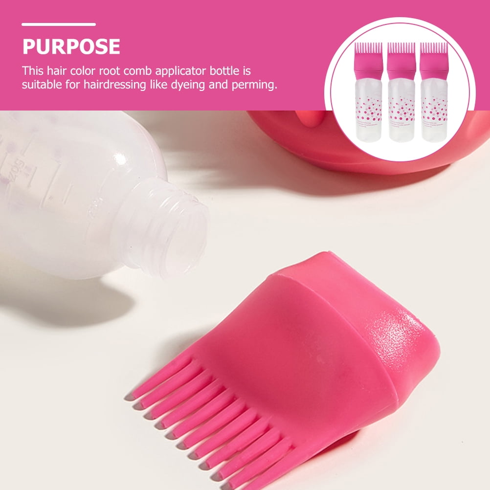 Frcolor 3pcs Root Comb Applicator Bottles With Scale Hair Coloring