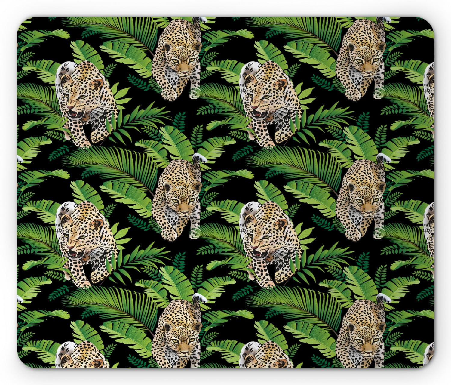Wildlife Mouse Pad, Wild and Dangerous Leopards and Palm Leaves Island ...