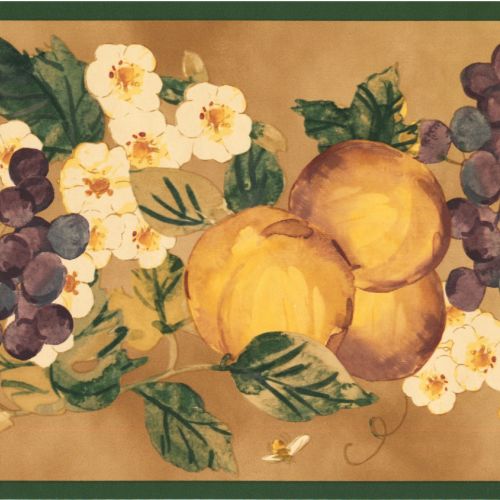Concord Wallcoverings Floral Fruits Wallpaper Border Apples Grapes ...