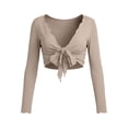 Otntypg Womens Tie Front Wrap Tops Long Sleeve Shrugs Workout Ballet ...