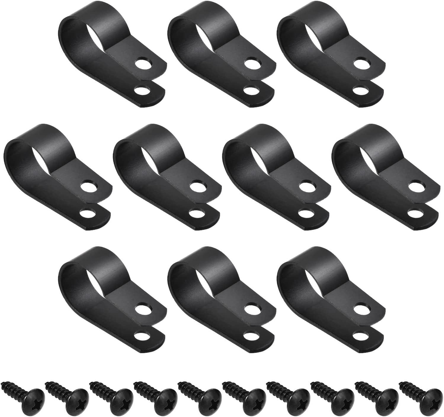 R-type Cable Clips Wire Management Clamps(with Screw)-0.63-inch / Black ...